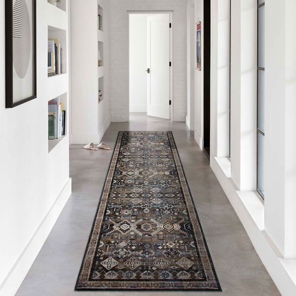 Vintage Brown Hallway Runner Rug Tonal Beautiful Corridor Runner Washa ...